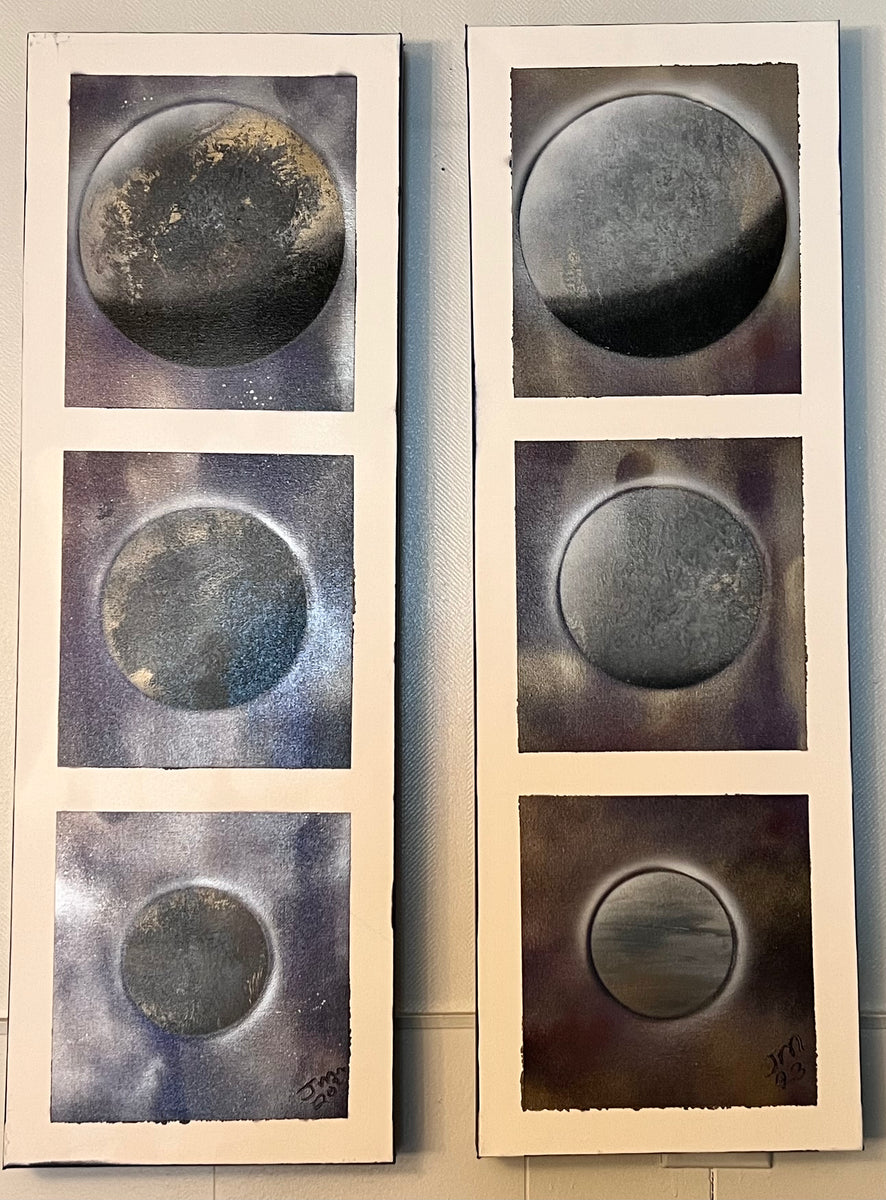Triple Planets - Set of 2 Spray Paintings – AVA's Artistry Studio