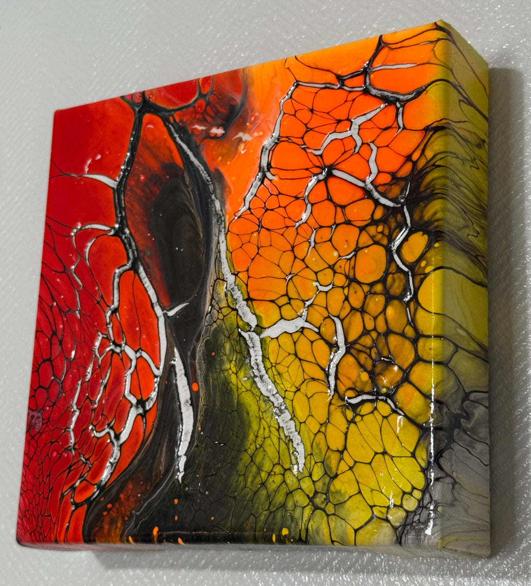 Inferno Bloom – 6x6 Abstract Acrylic Painting on Canvas | Bloom Techni ...