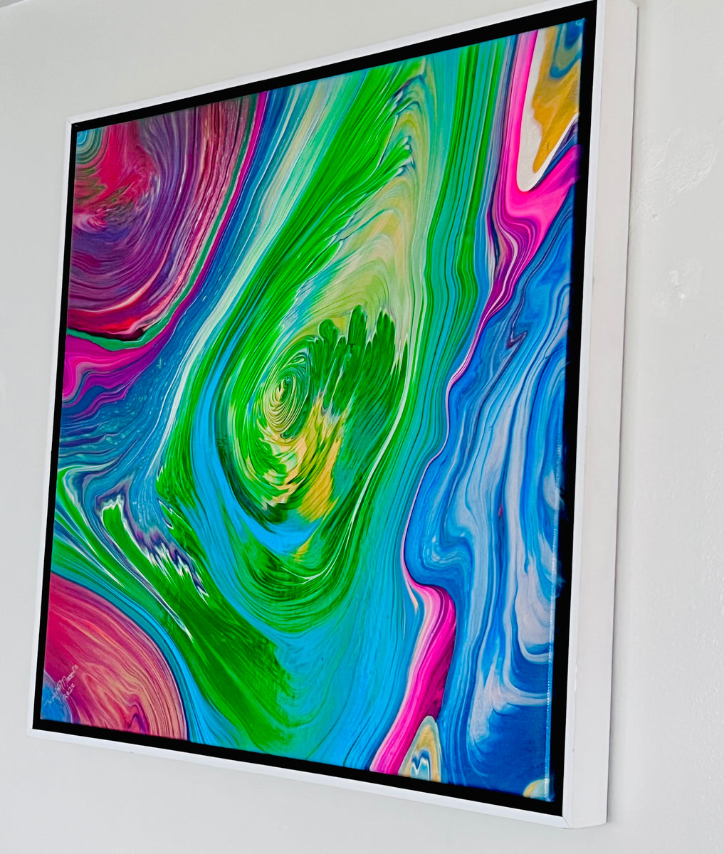 Chromatic Cyclone – 24×24 Fluid Acrylic Abstract Painting on Canvas ...